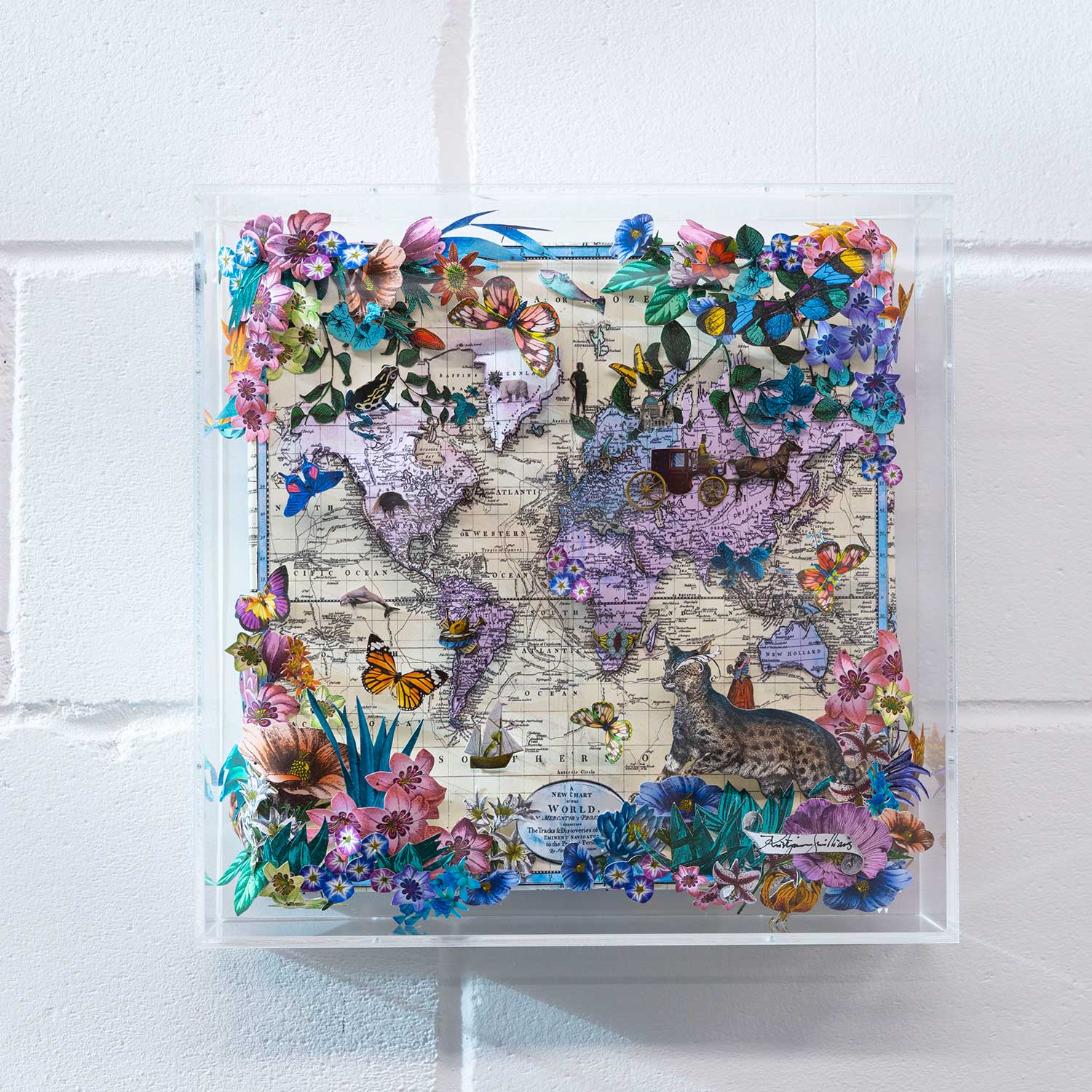 Globe Trotters Floating Maps - Original Artwork | Kristjana S Williams Studio
