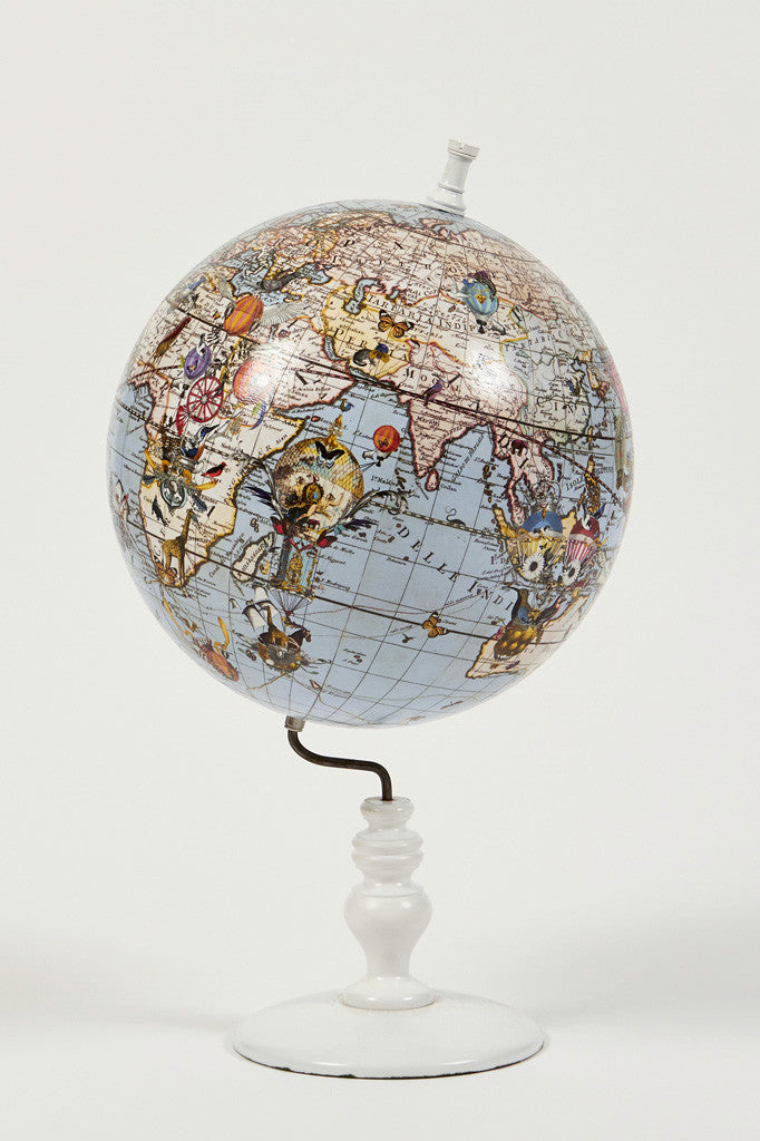 World Map Globe Pale Blue– Kristjana S Williams Studio